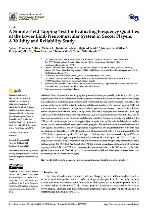 (PDF) A Simple Field Tapping Test for Evaluating Frequency Qualities of ...