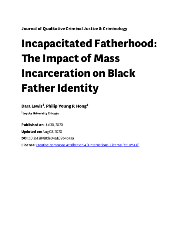 (PDF) Incapacitated Fatherhood: The Impact of Mass Incarceration on ...