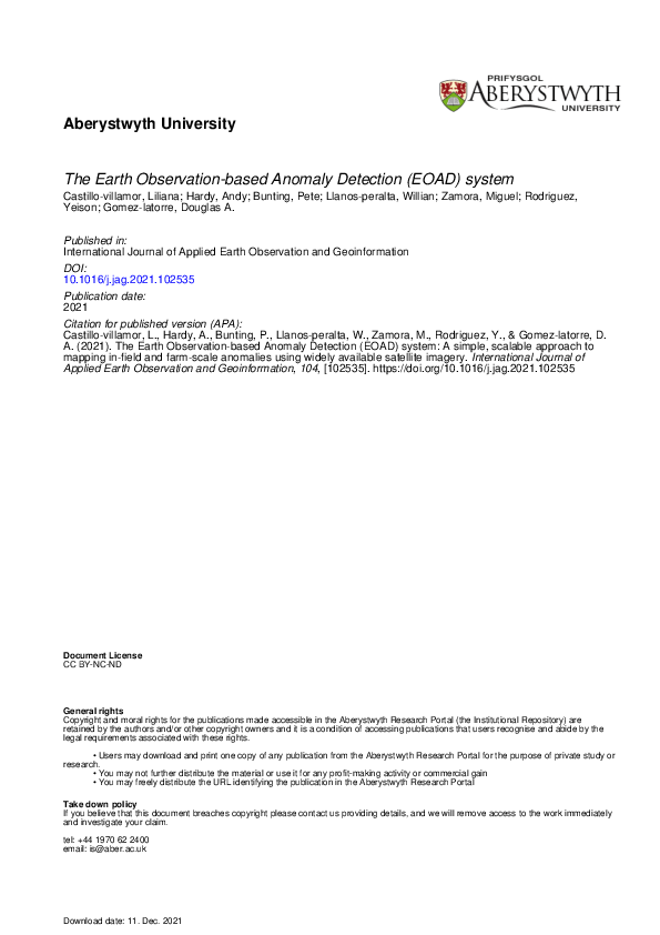Pdf The Earth Observation Based Anomaly Detection Eoad System A Simple Scalable Approach