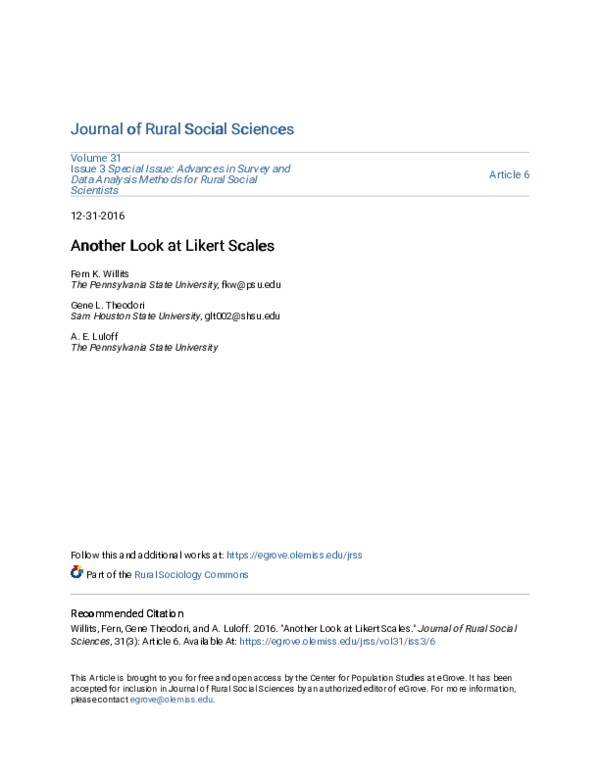 (PDF) Another Look at Likert Scales