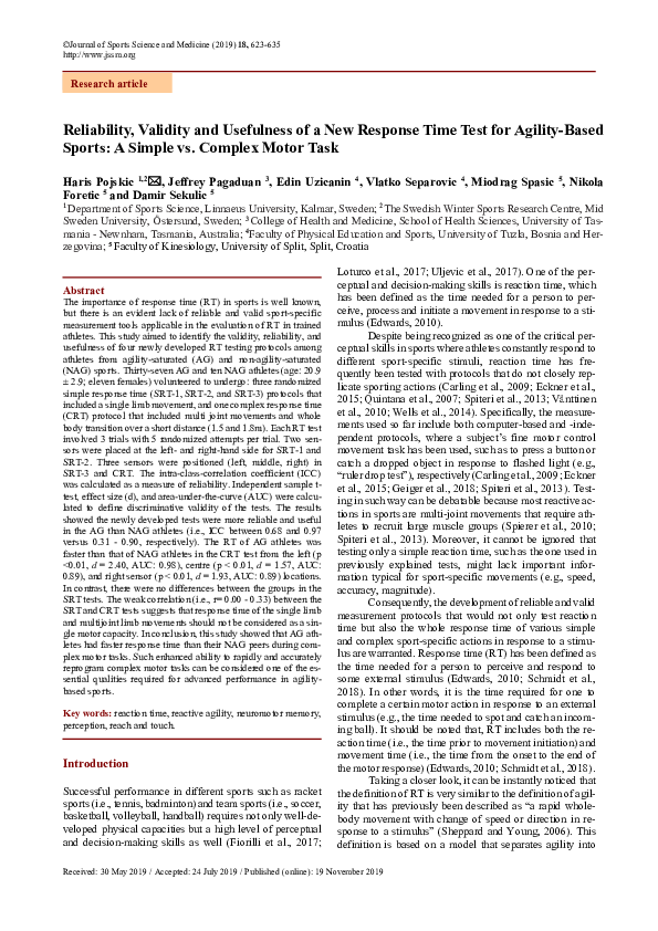 (PDF) Reliability, Validity and Usefulness of a New Response Time Test ...