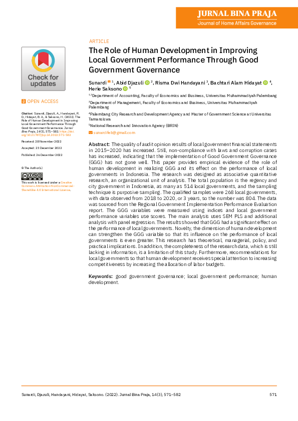 (PDF) The Role of Human Development in Improving Local Government ...