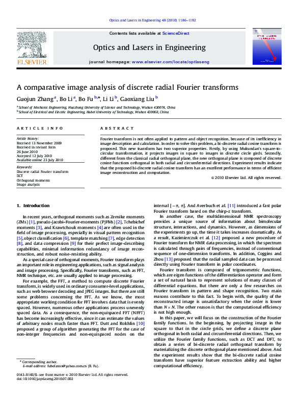 (PDF) A comparative image analysis of discrete radial Fourier transforms