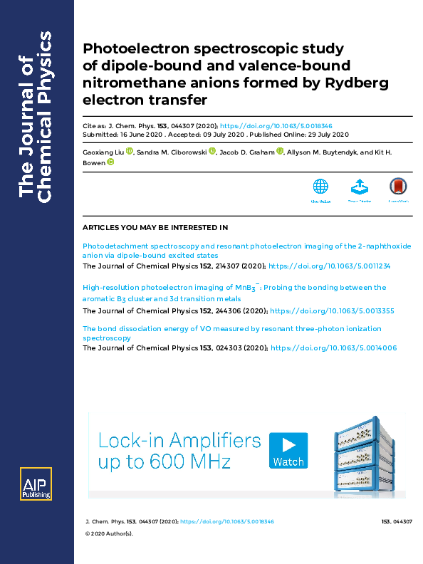 (PDF) Photoelectron spectroscopic study of dipole-bound and valence ...