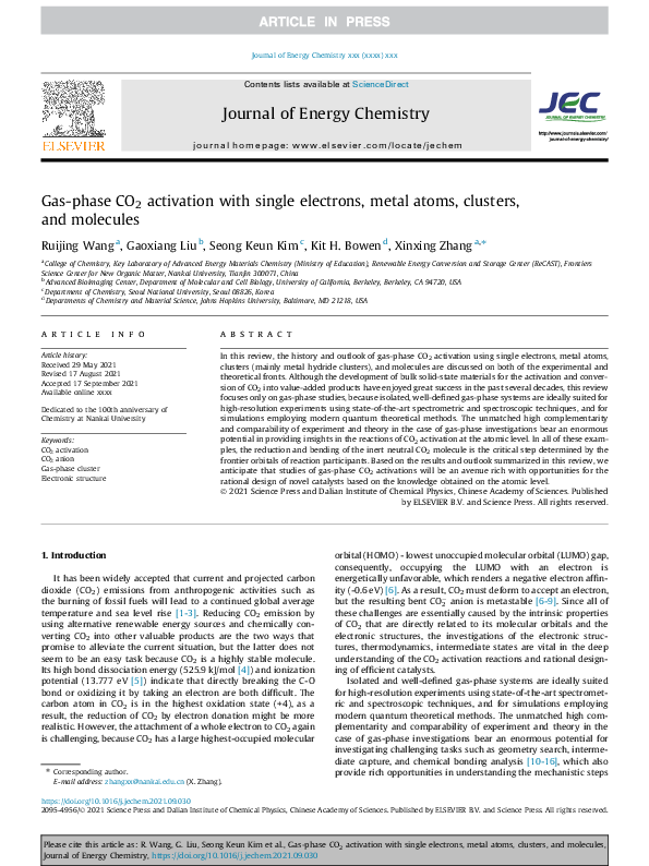 (PDF) Gas-phase CO2 activation with single electrons, metal atoms ...