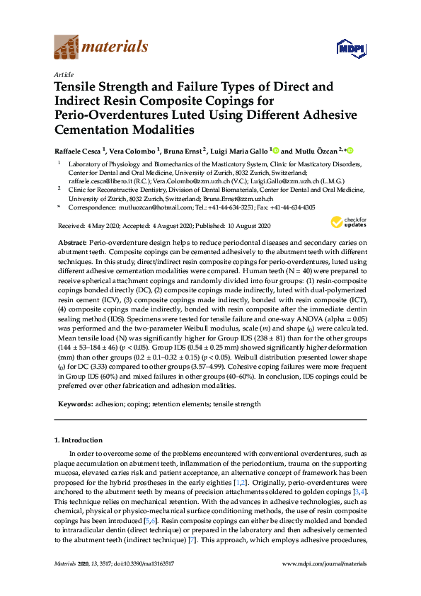 (PDF) Tensile Strength and Failure Types of Direct and Indirect Resin ...