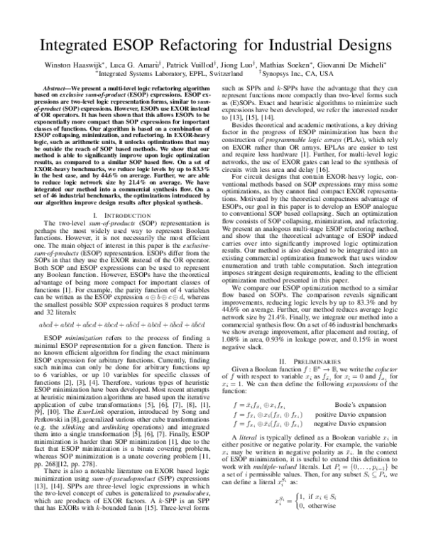 (PDF) Integrated ESOP Refactoring for Industrial Designs