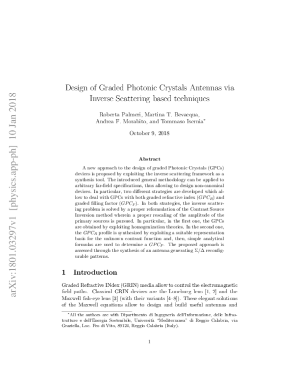 (PDF) Design of Graded Photonic Crystals Antennas via Inverse Scattering based techniques