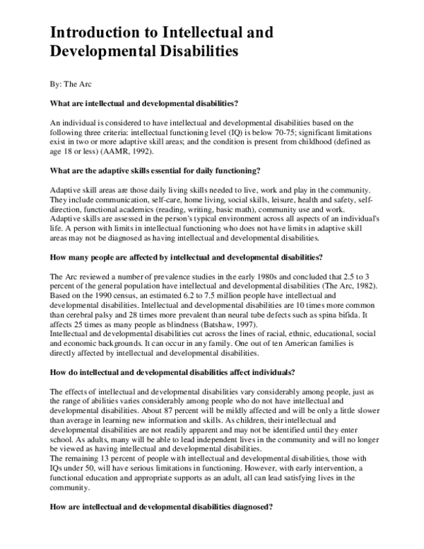 (PDF) Introduction to Intellectual and Developmental Disabilities