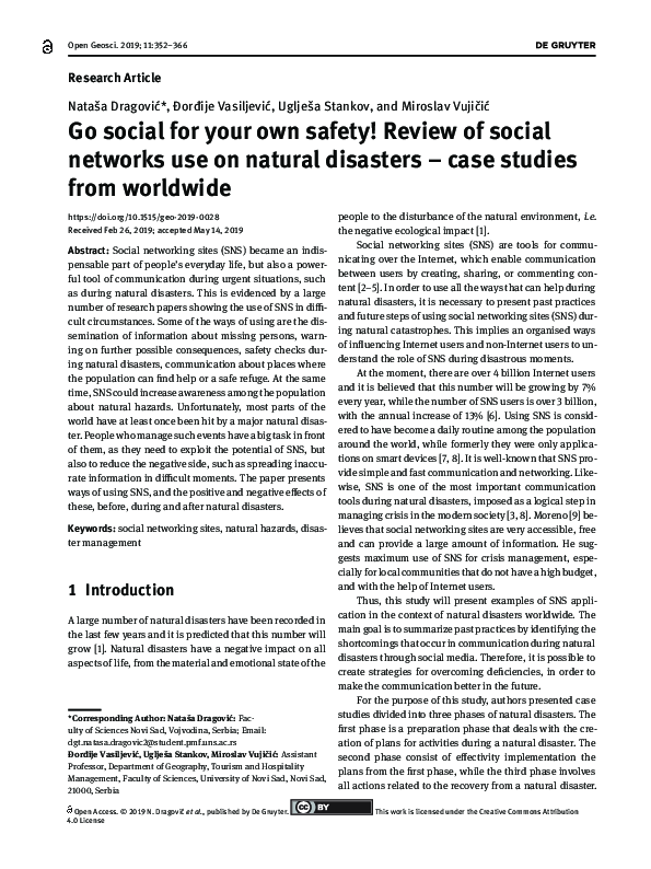 (PDF) Go social for your own safety! Review of social networks use on ...