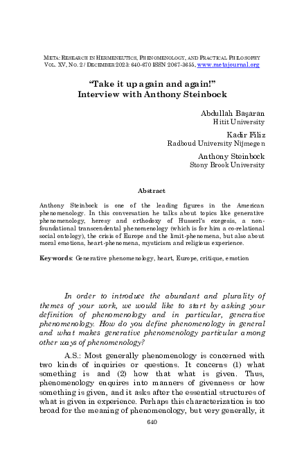 (PDF) "Take it up again and again!" — Interview with Anthony Steinbock