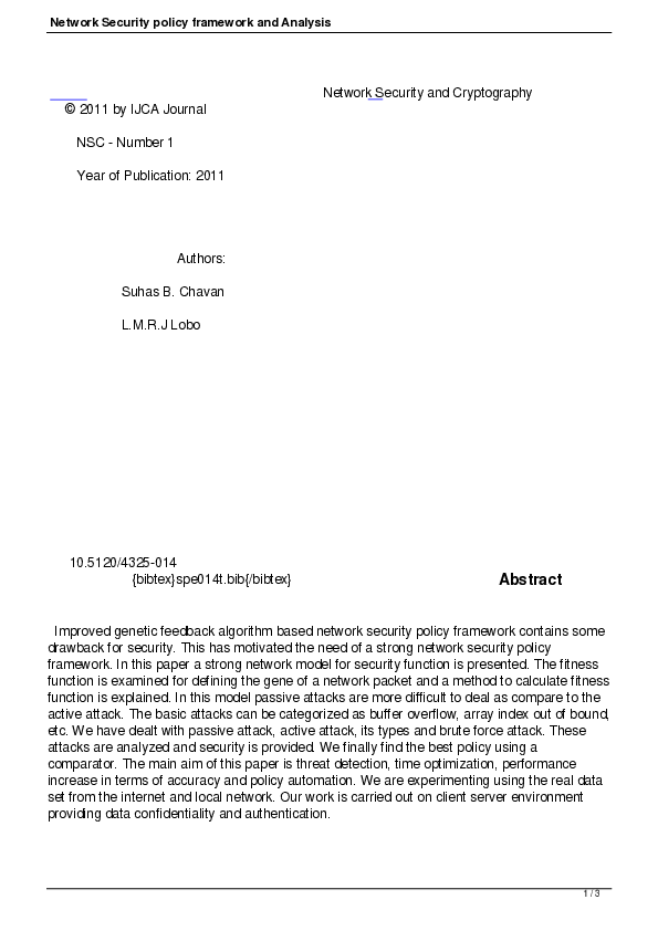 (PDF) Network Security policy framework and Analysis
