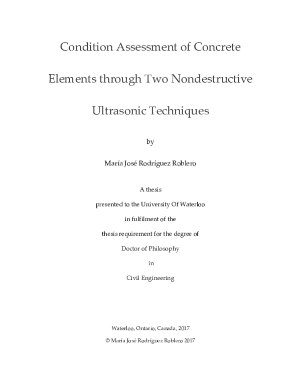 Pdf Condition Assessment Of Concrete Elements Through Two Nondestructive Ultrasonic Techniques