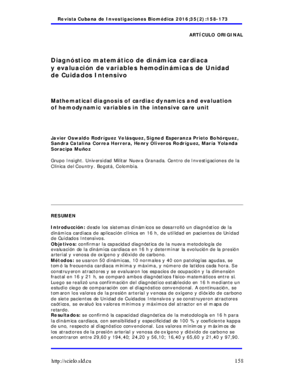 (PDF) Diagnóstico matemático de dinámica cardiaca y evaluación de ...