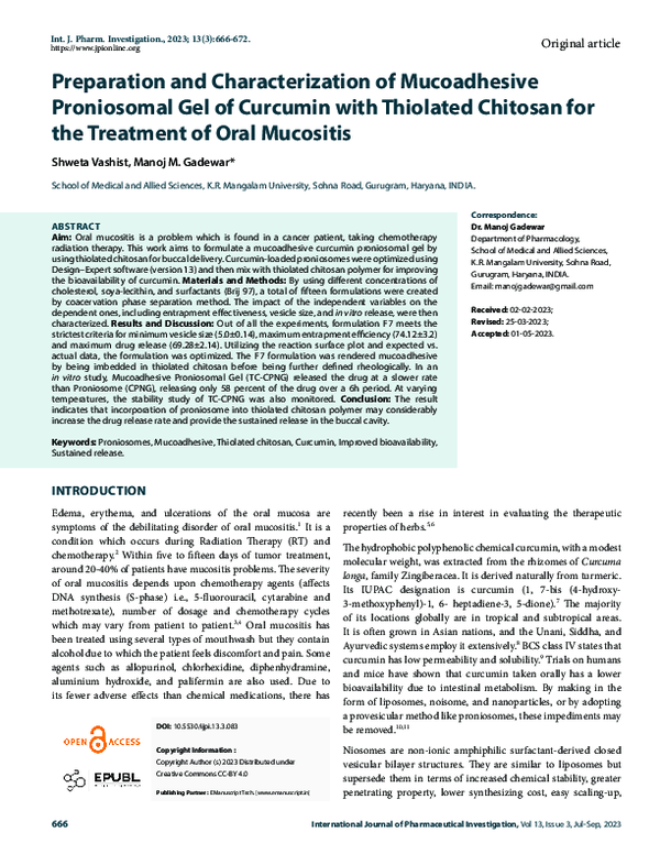 (PDF) Preparation and Characterization of Mucoadhesive Proniosomal Gel ...