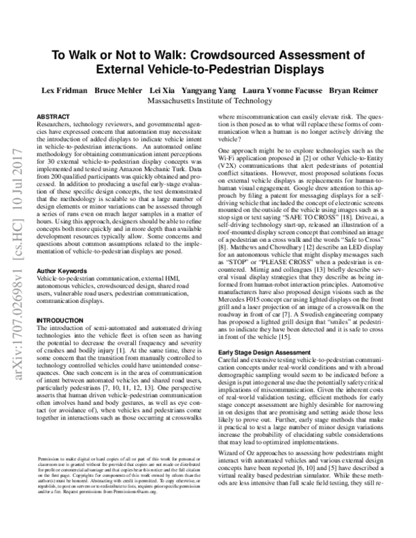 (PDF) To Walk or Not to Walk: Crowdsourced Assessment of External ...