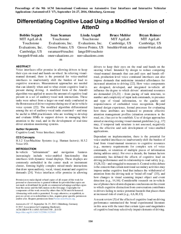 (PDF) Differentiating Cognitive Load Using a Modified Version of AttenD