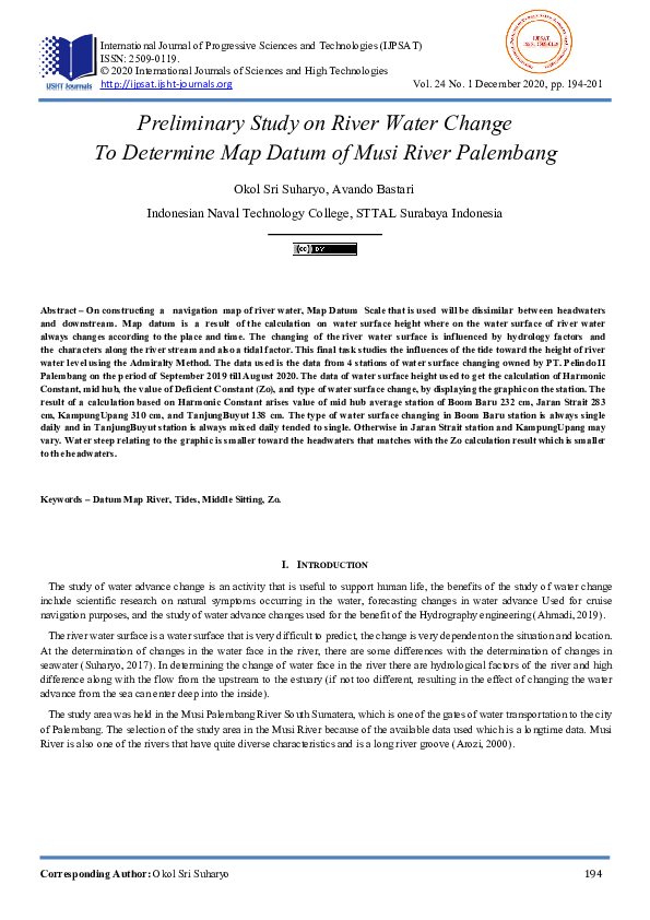 (PDF) Preliminary Study on River Water Change To Determine Map Datum of ...