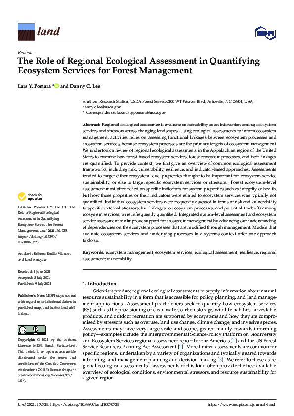 (PDF) The Role of Regional Ecological Assessment in Quantifying ...