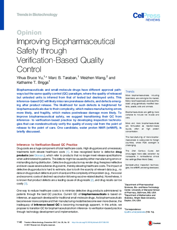 (PDF) Improving Biopharmaceutical Safety through Verification-Based ...