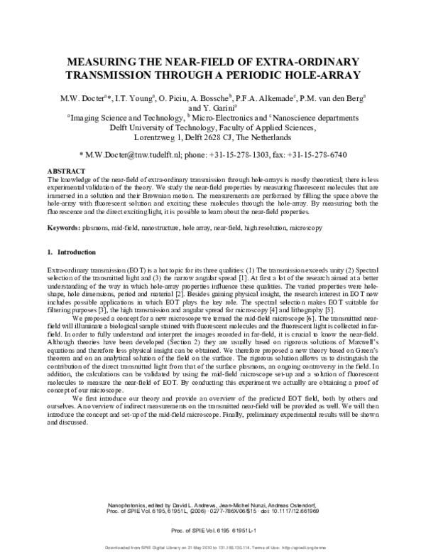 (PDF) Measuring the near-field of extraordinary transmission through a periodic hole-array ...