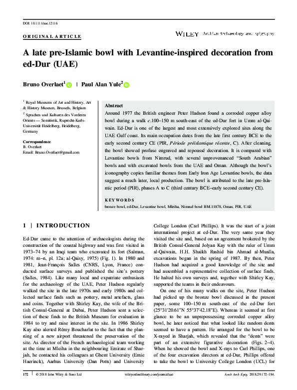 (PDF) 2018e A late pre-Islamic bowl with Levantine-inspired decoration ...