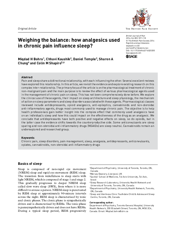 (PDF) Weighing the balance: how analgesics used in chronic pain ...