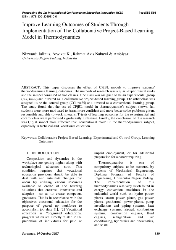 (PDF) Improve Learning Outcomes of Students ThroughImplementation of ...