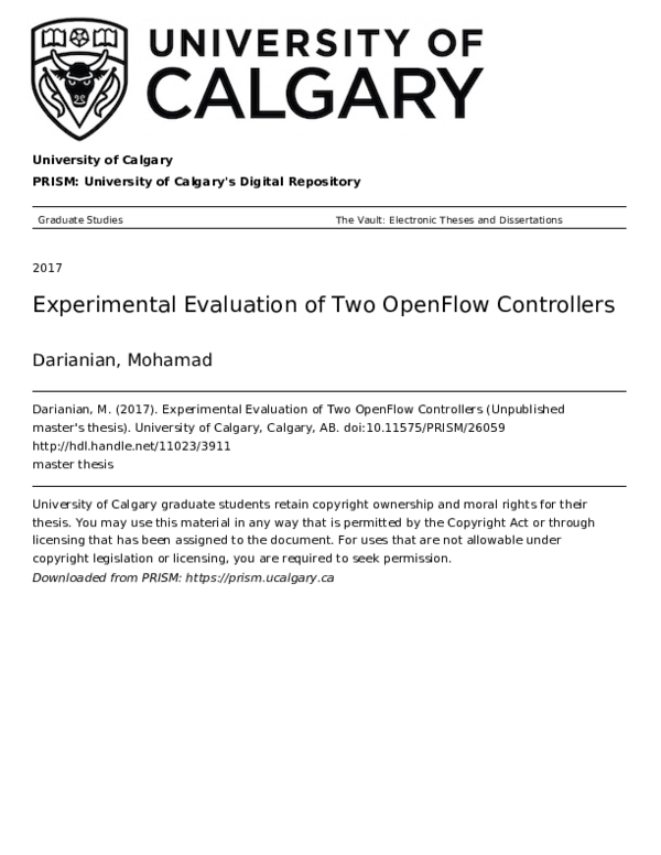 (PDF) Experimental evaluation of two OpenFlow controllers