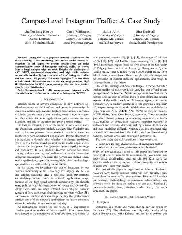 (PDF) Campus-Level Instagram Traffic: A Case Study