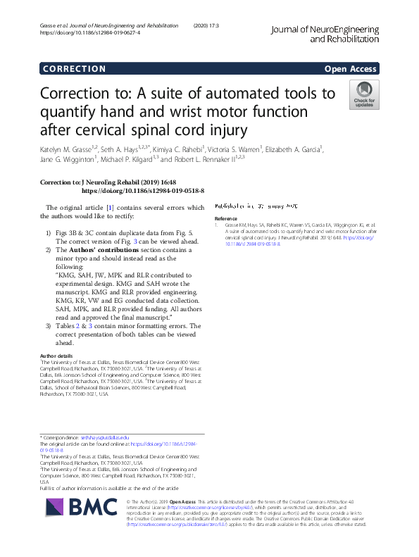(PDF) Correction to: A suite of automated tools to quantify hand and wrist motor function after ...