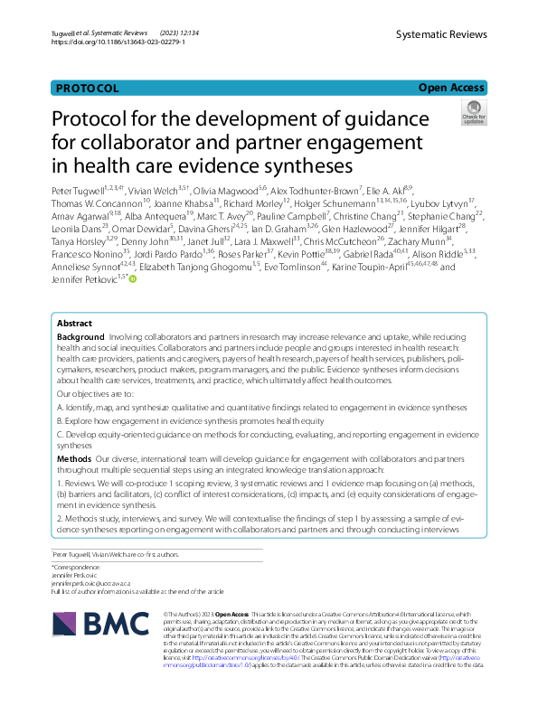 (PDF) Protocol for the development of guidance for collaborator and ...
