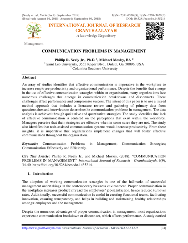 (PDF) Communication Problems in Management