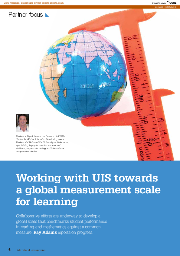 (PDF) Working with UIS towards a global measurement scale for learning