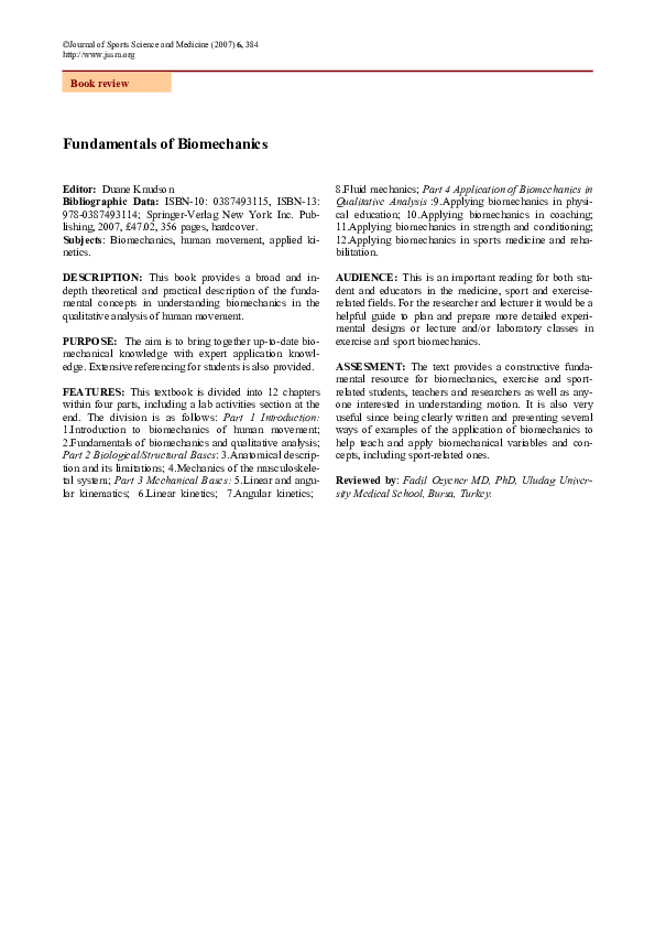 (PDF) Fundamentals of Biomechanics