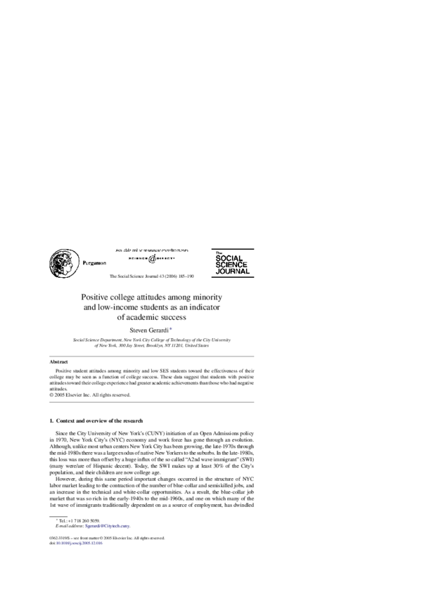 (PDF) Student Attitudes and Academic Success in College