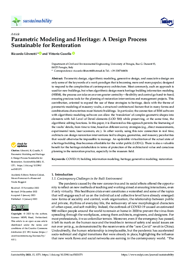 (PDF) Parametric Modeling and Heritage: A Design Process Sustainable for Restoration