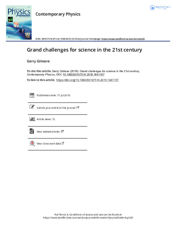 (PDF) Grand Challenges for Science in the 21st Century
