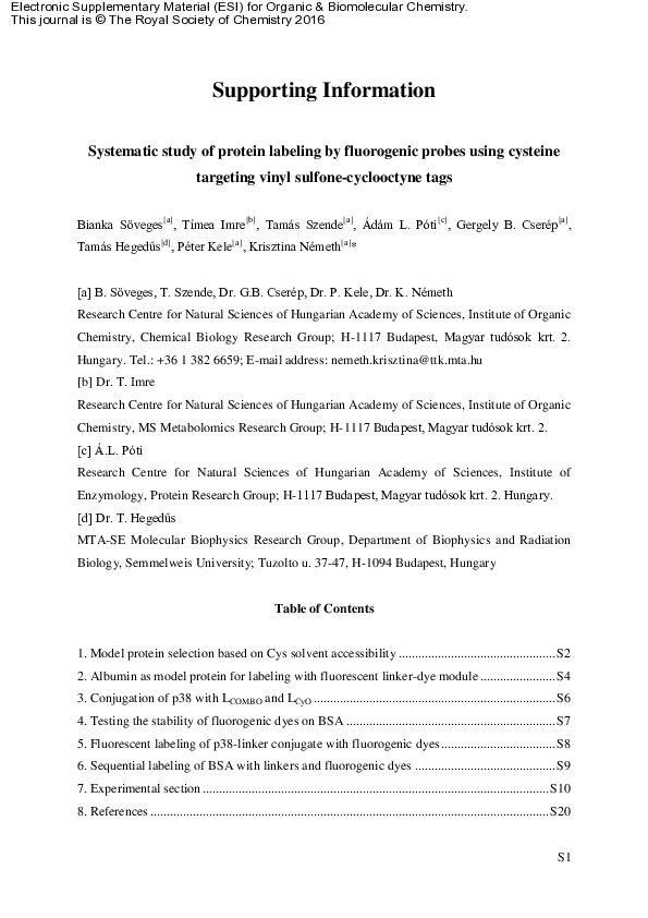 (PDF) A systematic study of protein labeling by fluorogenic probes ...