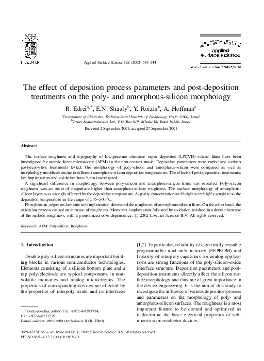(PDF) The effect of deposition process parameters and post-deposition ...