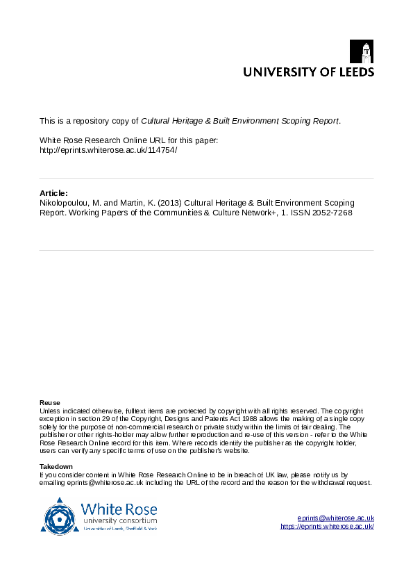 (PDF) Cultural Heritage & Built Environment Scoping Report