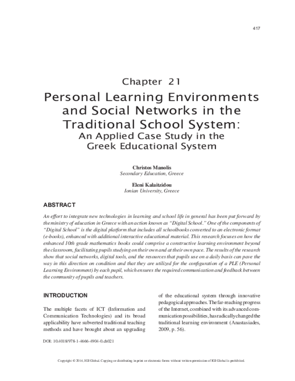 (PDF) Personal Learning Environments and Social Networks in the ...