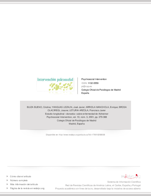 (PDF) Estudio longitudinal «donostia» sobre enfermedad de Alzheimer