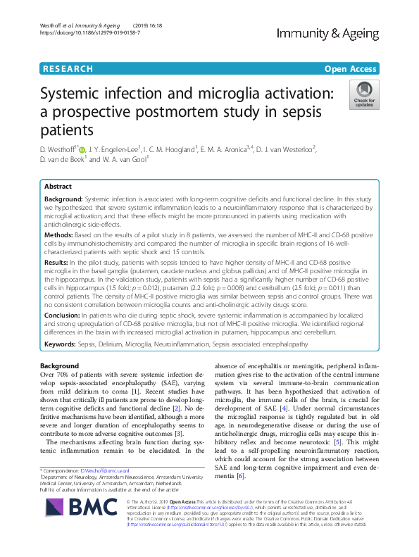 (PDF) Systemic infection and microglia activation: a prospective ...