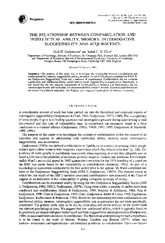 (PDF) The relationship between confabulation and intellectual ability ...