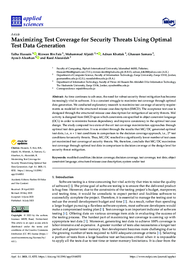 (PDF) Maximizing Test Coverage for Security Threats Using Optimal Test ...