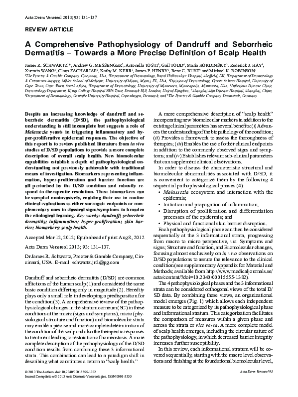 Pdf A Comprehensive Pathophysiology Of Dandruff And Seborrheic 9688