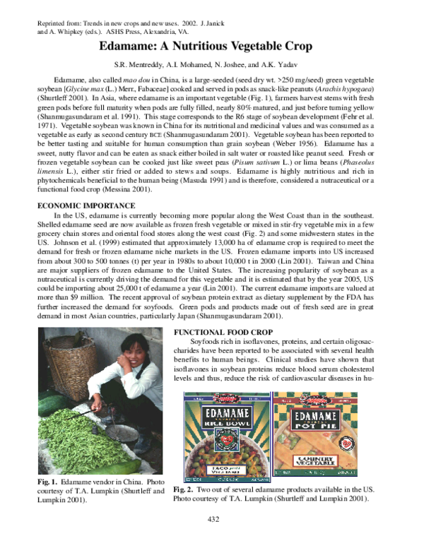 (PDF) Edamame: a nutritious vegetable crop