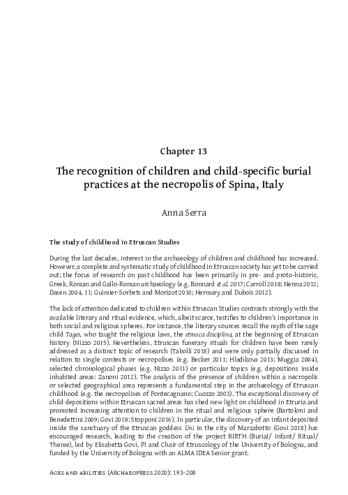 (PDF) The recognition of children and child-specific burial practices ...