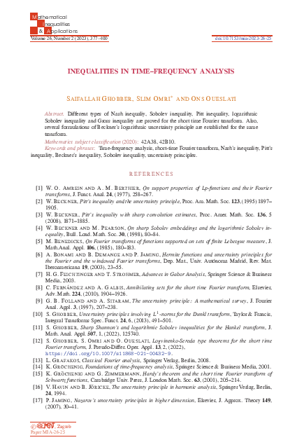 (PDF) Inequalities in time-frequency analysis